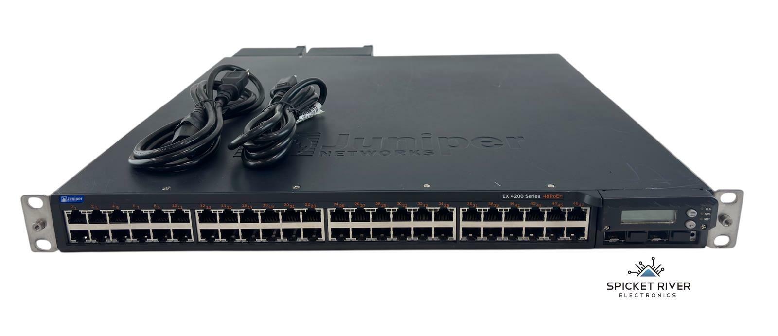 Juniper EX4200-48PX Gigabit PoE+ Network Switch 2x 930W AC PSUs w/ SFP – Spicket River Electronics