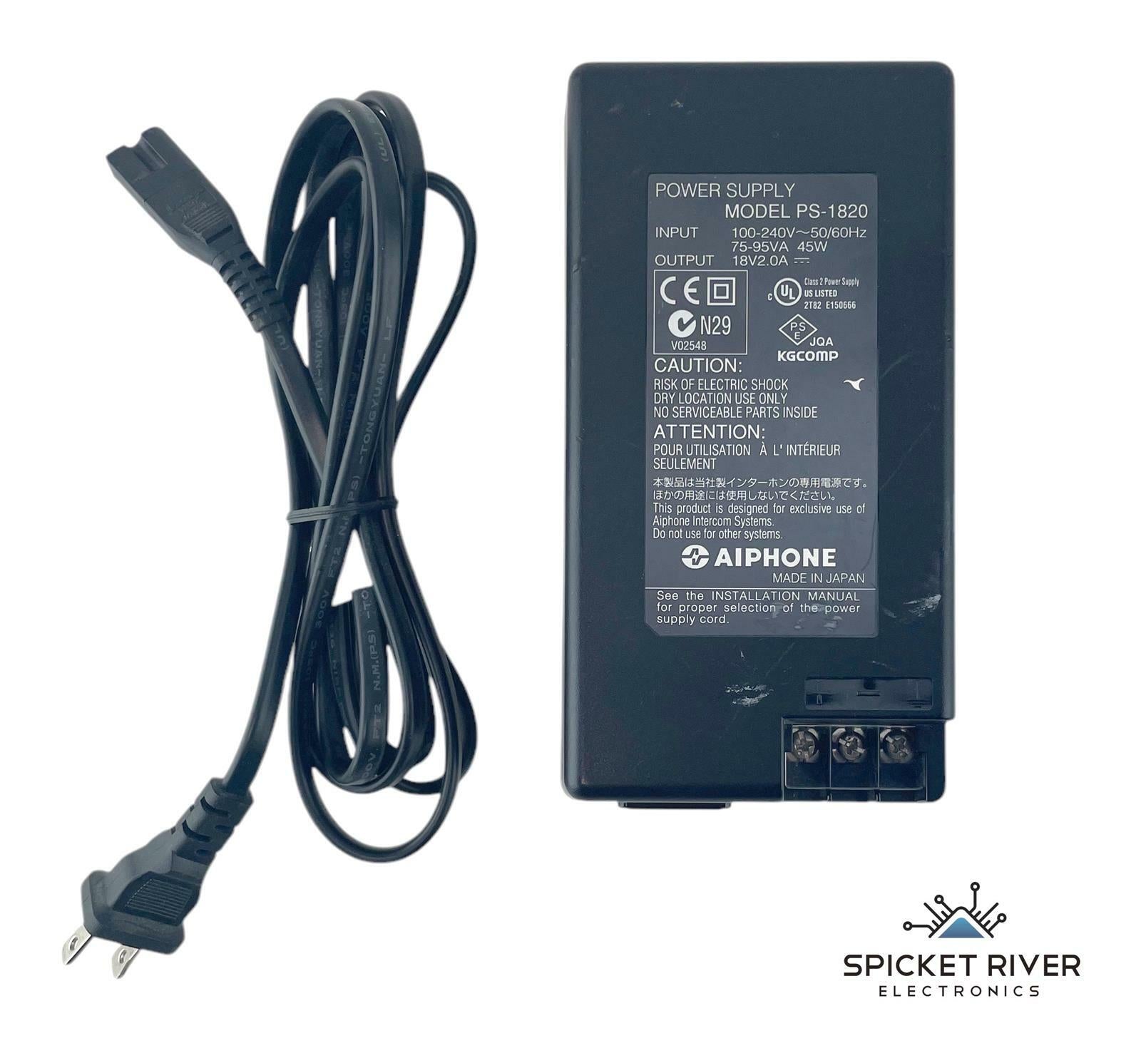 AiPhone PS-1820 18V 2.0A Intercom Power Supply Adapter – Spicket River ...