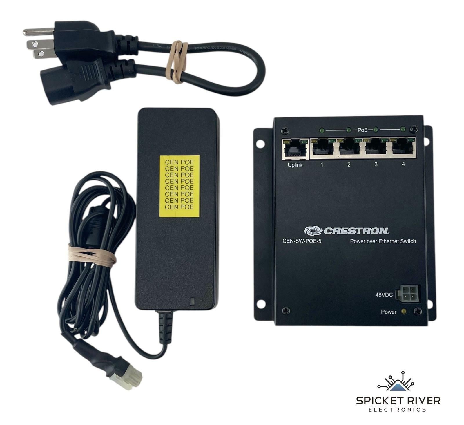 Crestron CEN-SW-POE-5 5-Port PoE Gigabit Network Switch w/ AC Power Ad ...