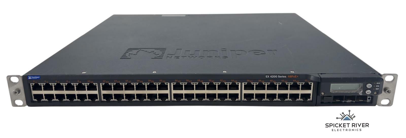 Juniper EX4200-48PX Gigabit PoE+ Network Switch 2x 190W DC PSUs w/ SFP ...